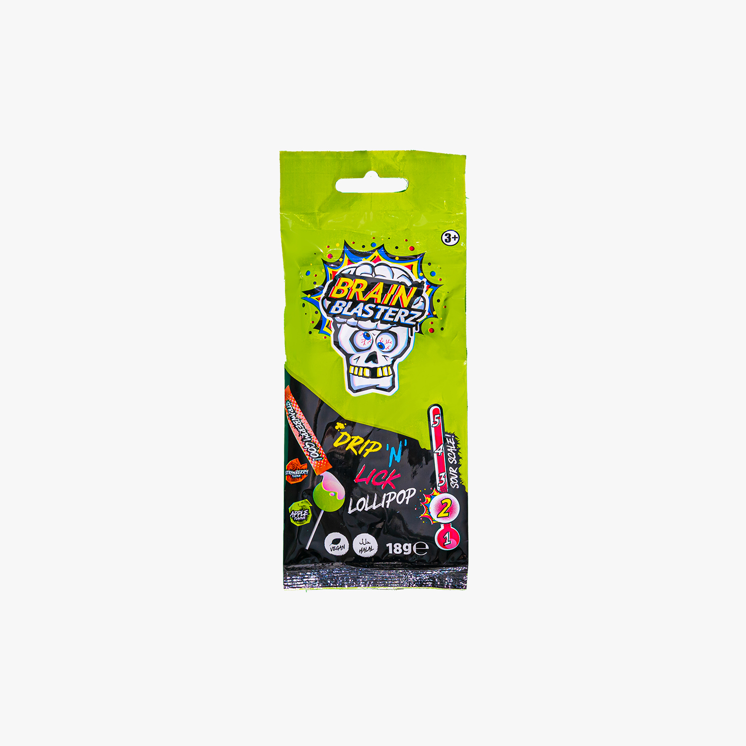 Brain Blasterz Drip 'n' Lick Lollipop Apple Flavor - 18g - Keel
