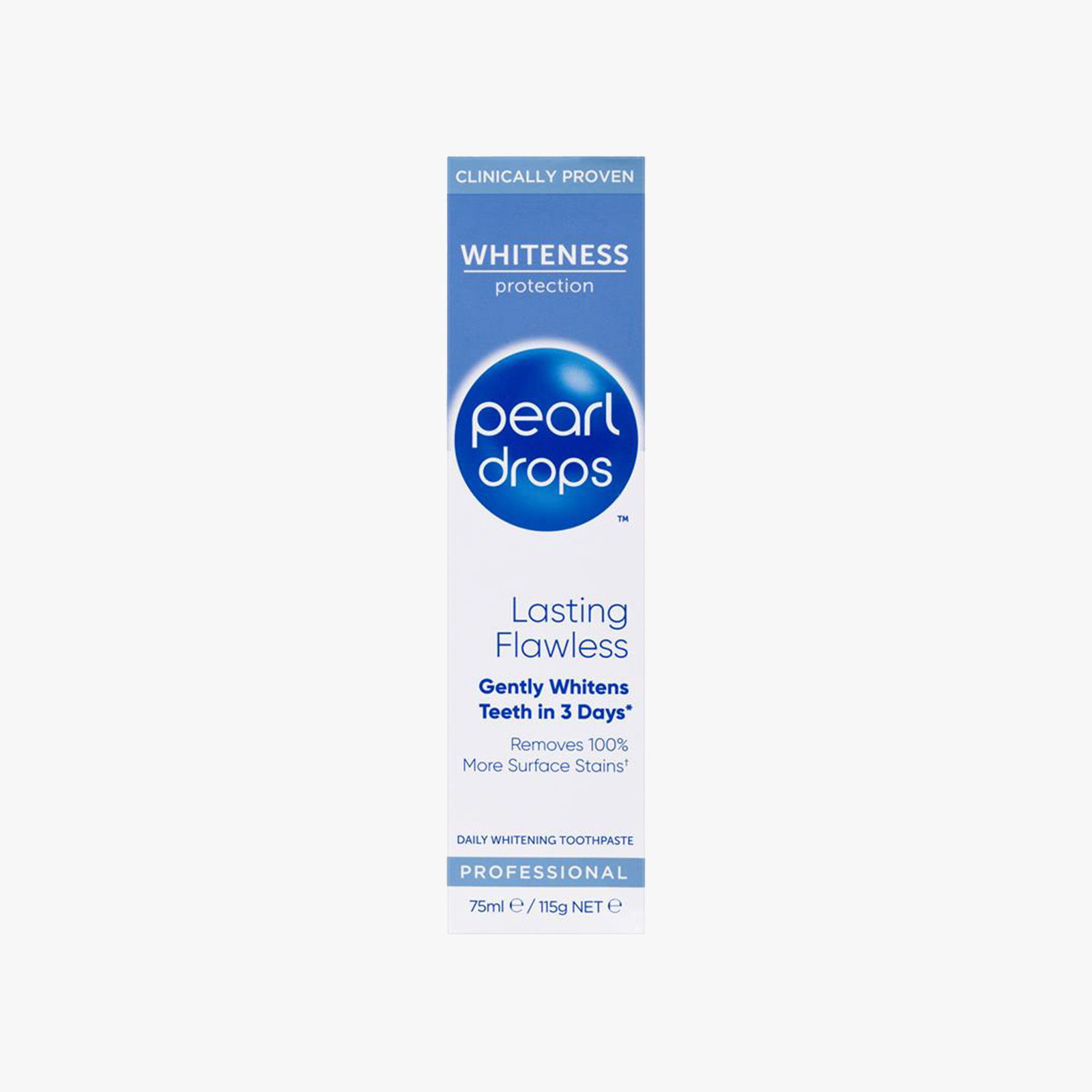 Pearl Drops Whiteness Protection Lasting Flawless BlueToothpaste - 75ml ...
